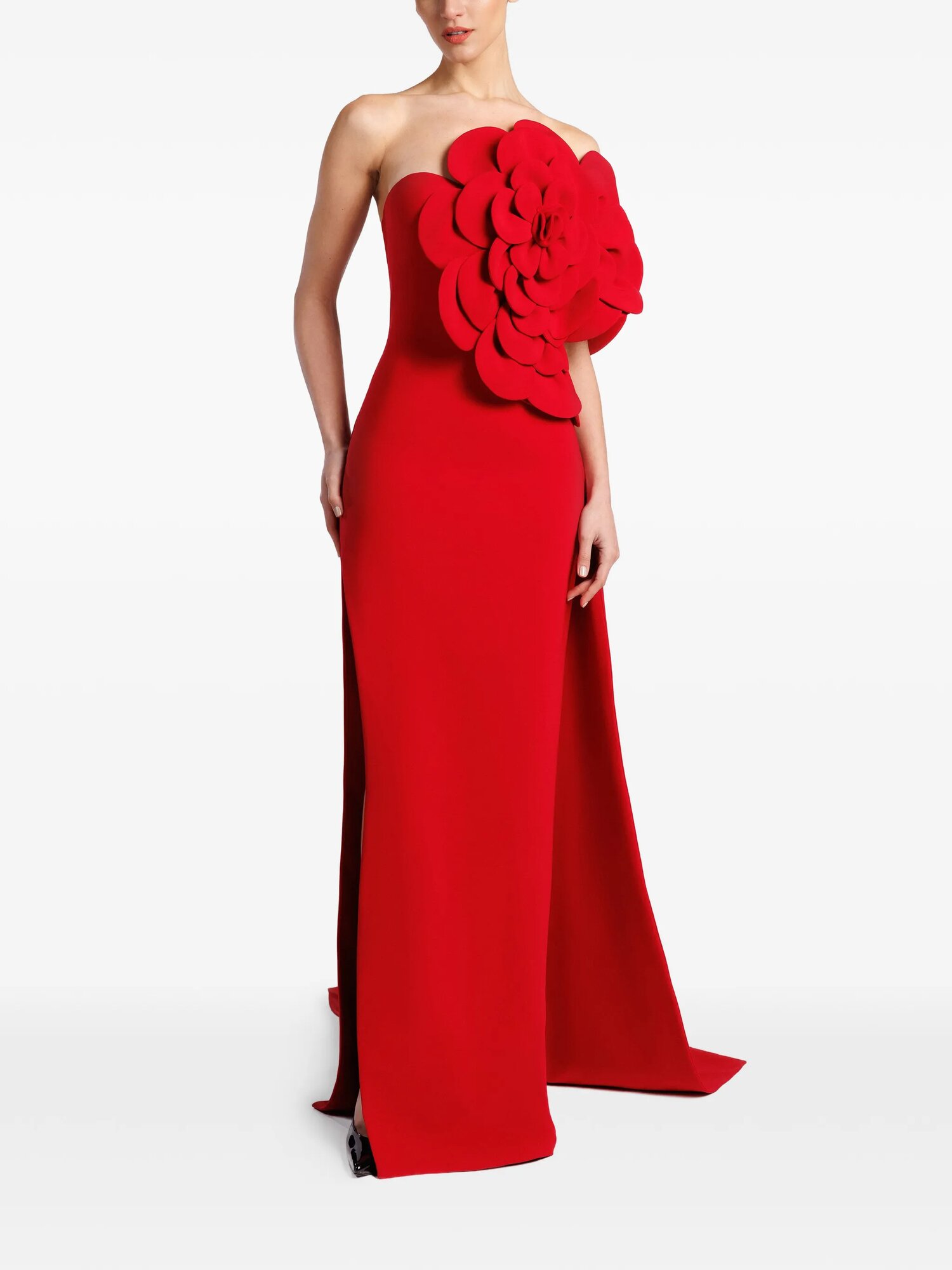 Платье Gattinolli by Marwan Floral-applique strapless gown, размер 38, красный — фото 1