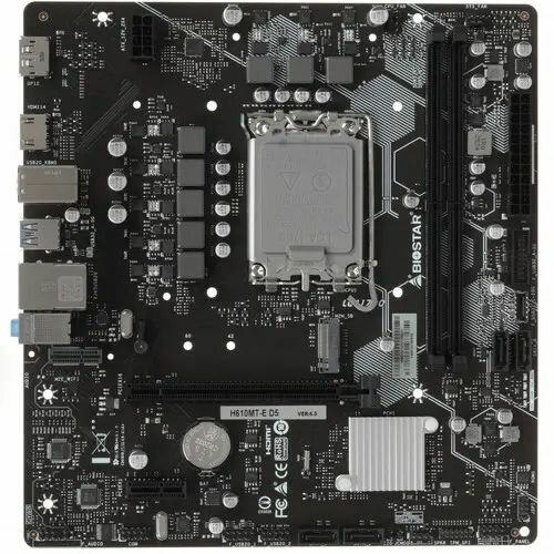 Материнская плата Biostar H610MT-E D5 - LGA 1700, Intel H610, 2xDDR5-5600 МГц, 1xPCI-Ex16, 1xM.2, Micro-ATX