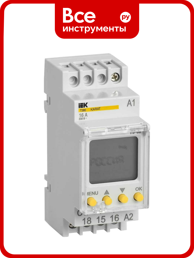 Цифровой таймер IEK ТЭ80 16А, 230В, на DIN-рейку, KARAT MTA10-16-080