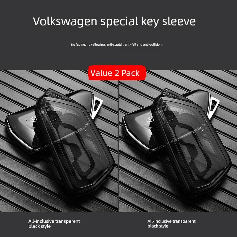 Набор из двух чехлов Volkswagen Golf с полной защитой и черной прозрачностью, комплект для ключей