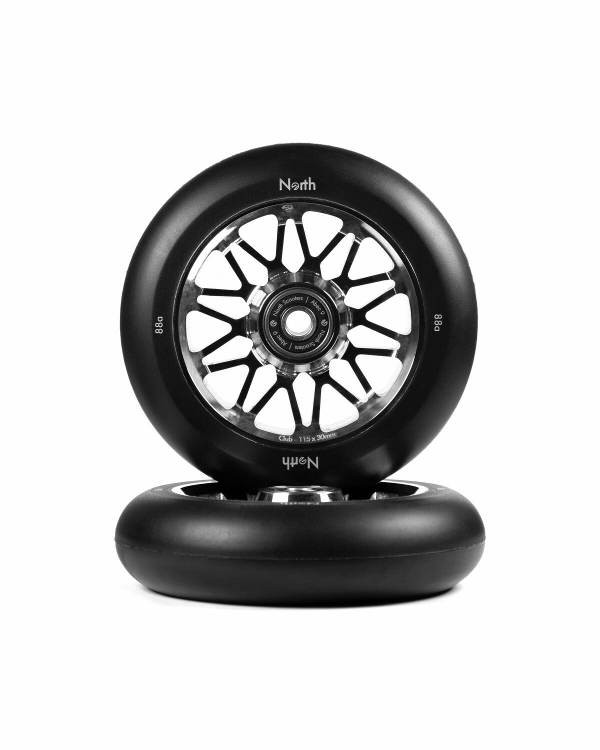 Колёса для самоката NORTH SCOOTERS Club V3 Wheels 115x30mm 88A (2шт) Silver/Black Pu