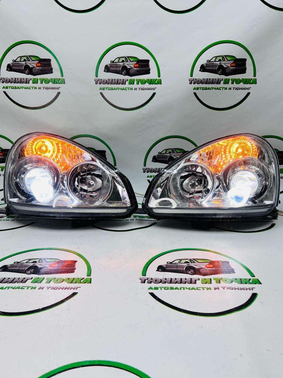 Передние фары Приора 2.5 Bi-led линза хром маска