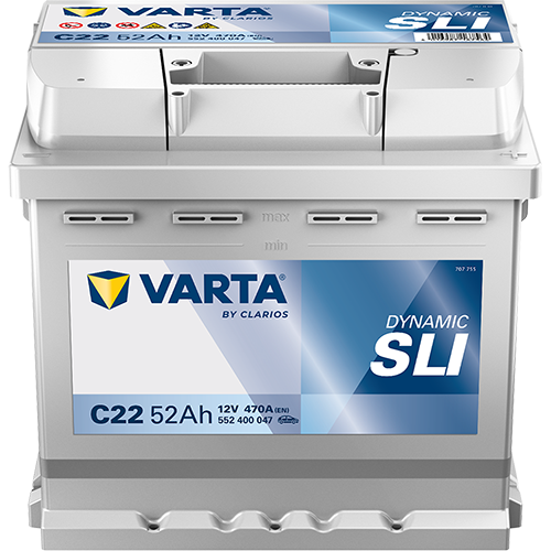 Аккумулятор автомобильный Varta Dynamic SLI C22 6СТ-52 обр. 208x175x190