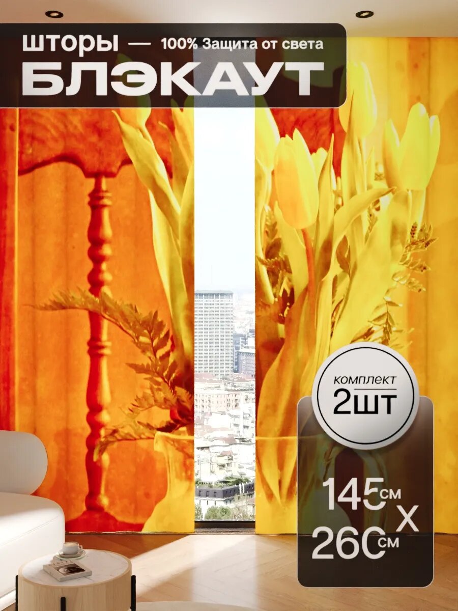 Шторы блэкаут 145x260 см 2 шт на окна плотные комплект