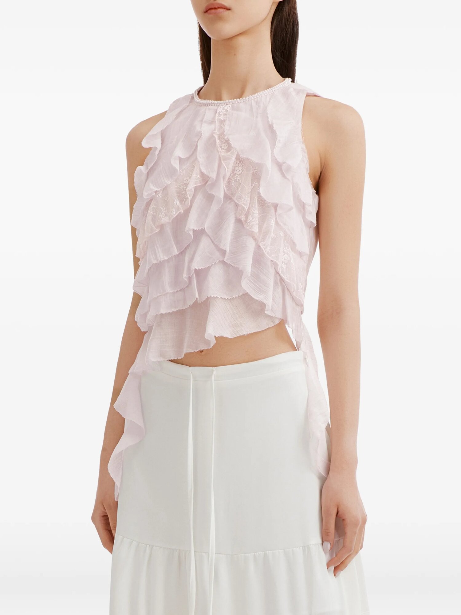 Блуза B+ab Ruffled lace-panel blouse, размер 40, purple — фото 1