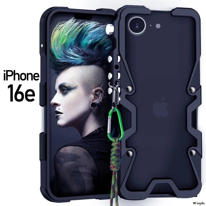 Металл Чехол на Apple iPhone 16E / Айфон 16Е , ZIMON Металлический защитный корпус из алюминиевого сплава Чехлы для телефонов с металлическим ободком, Черный