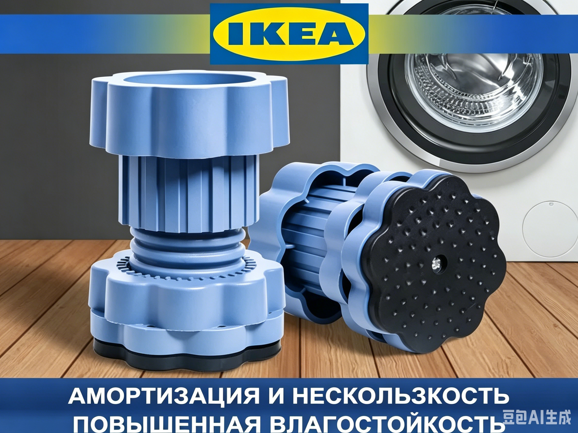 IKEA антивибрационные подставки для стиральной машины, холодильника, набор 4 шт, высота 6,5х8-10 см