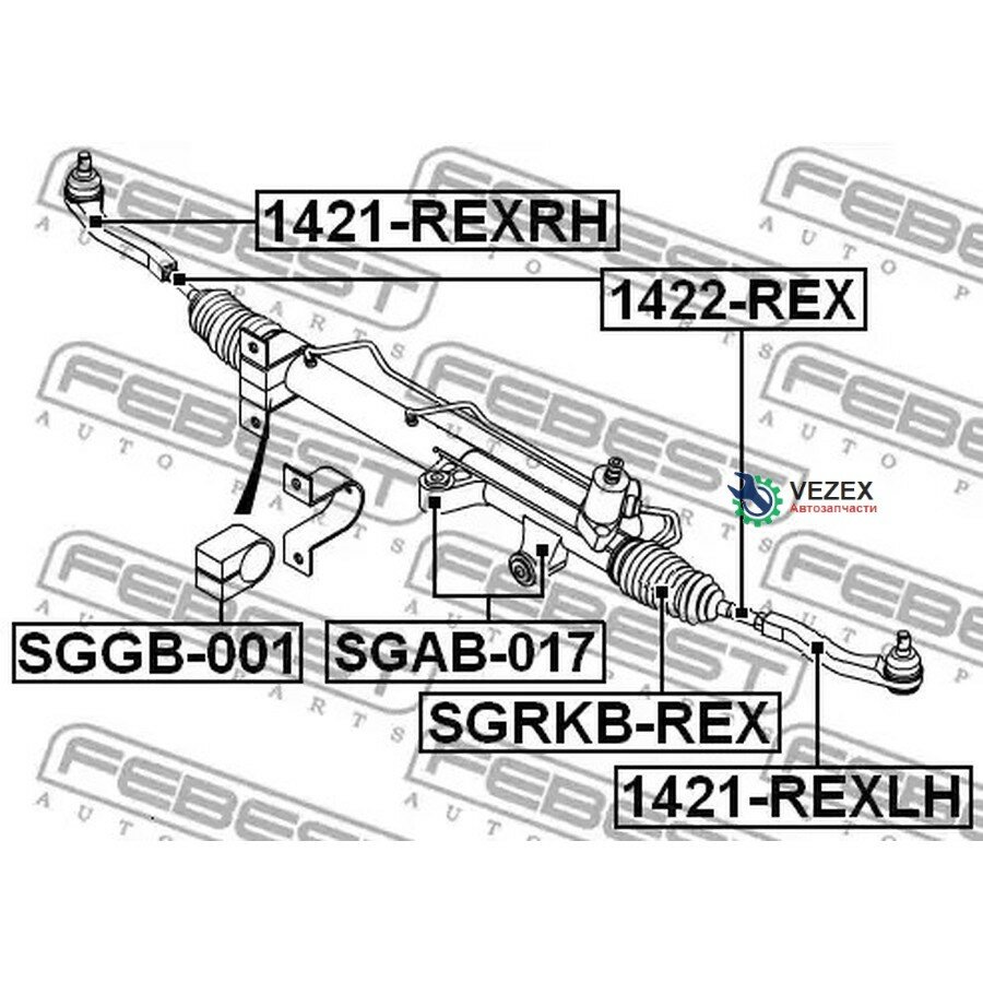FEBEST SGAB-017 Опоры рулевой рейки комплект SSANG YONG KYRON (05-) SGAB-017