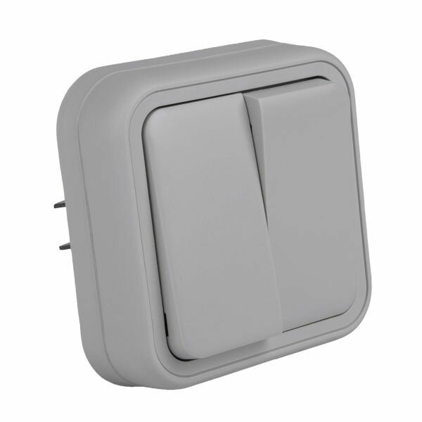 Выключатель 2-кл. СП Бронто 10А IP55 автоматические клеммы сер. EKF BT2-SWG-20