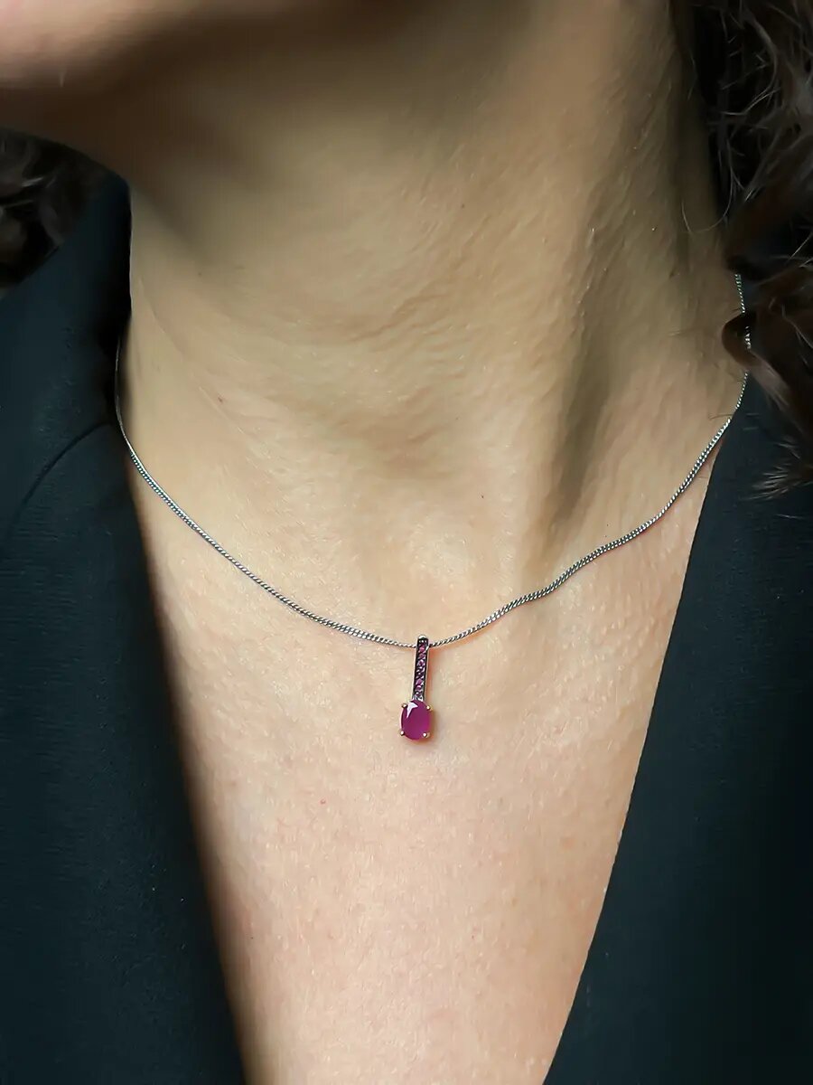 Подвеска, серебро, 925 проба, чернение, золочение, родирование, рубин