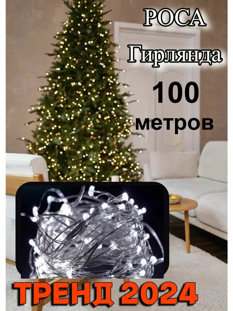 Гирлянда Роса 100 метров с пультом