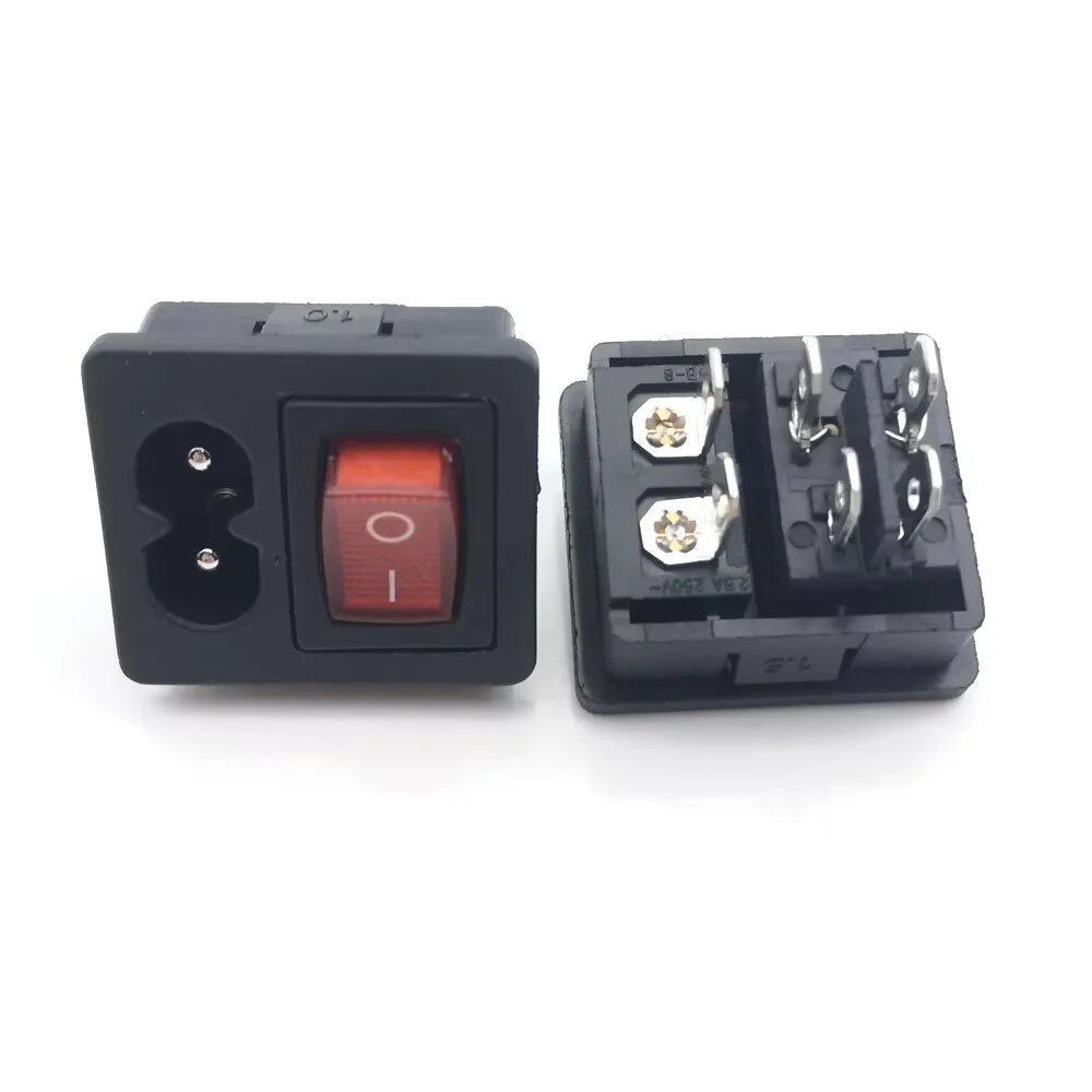 Розетка питания 250В 20А, красная, 6Pin