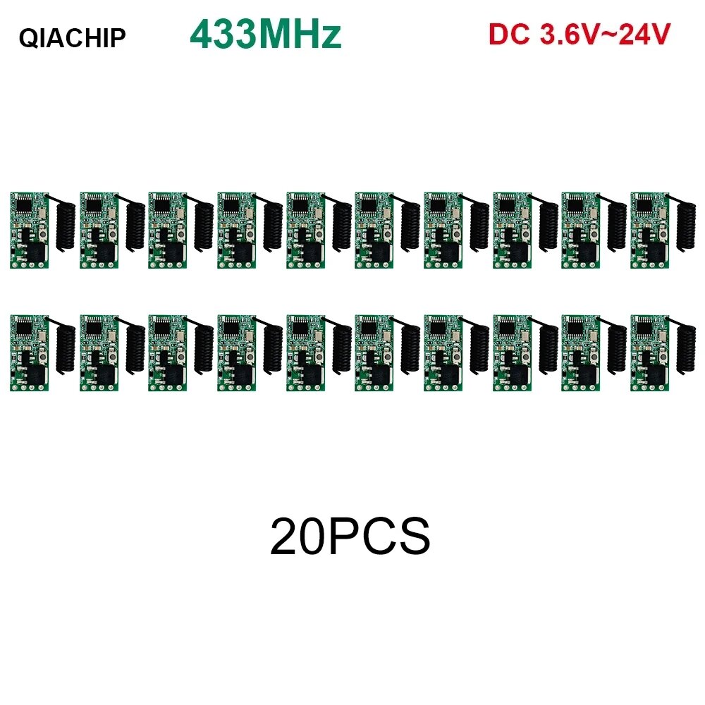20шт QIACHIP 433MHz радиорелейный выключатель DC 3.6-24V