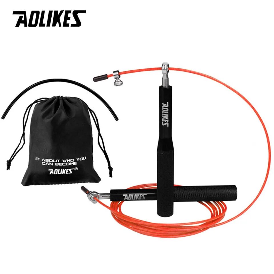 Скакалка Aolikes черная с оранжевой