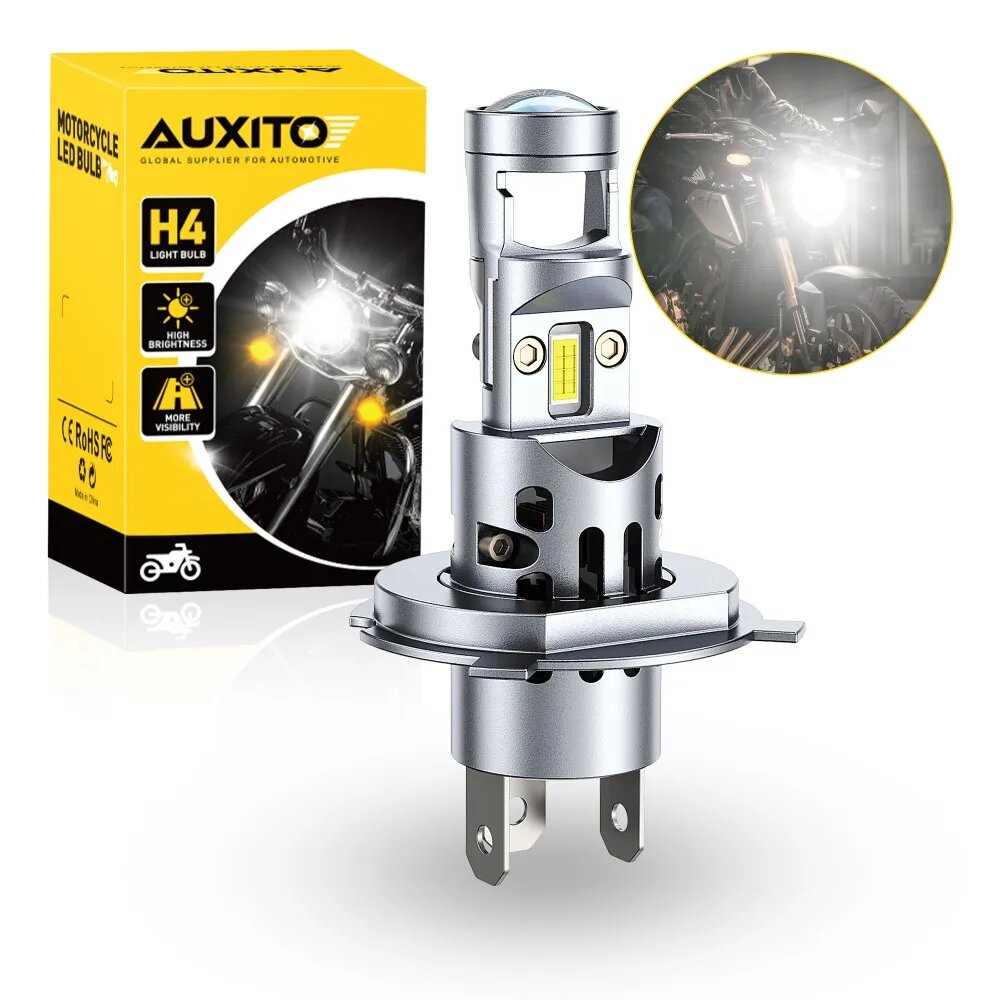 AUXITO H4 светодиодная мотоциклетная фара Canbus H4 светодиодный проектор мини-линзи автомобильная лампа дальнего ближнего света турбовентилятор 6500K автомобильная лампа