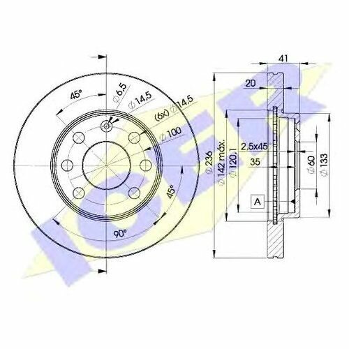 Тормозной диск передний Icer 78BD14402