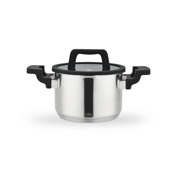Кастрюля 2.9л Lara LR02-291 Премиум нерж, 18см, Soft-touch