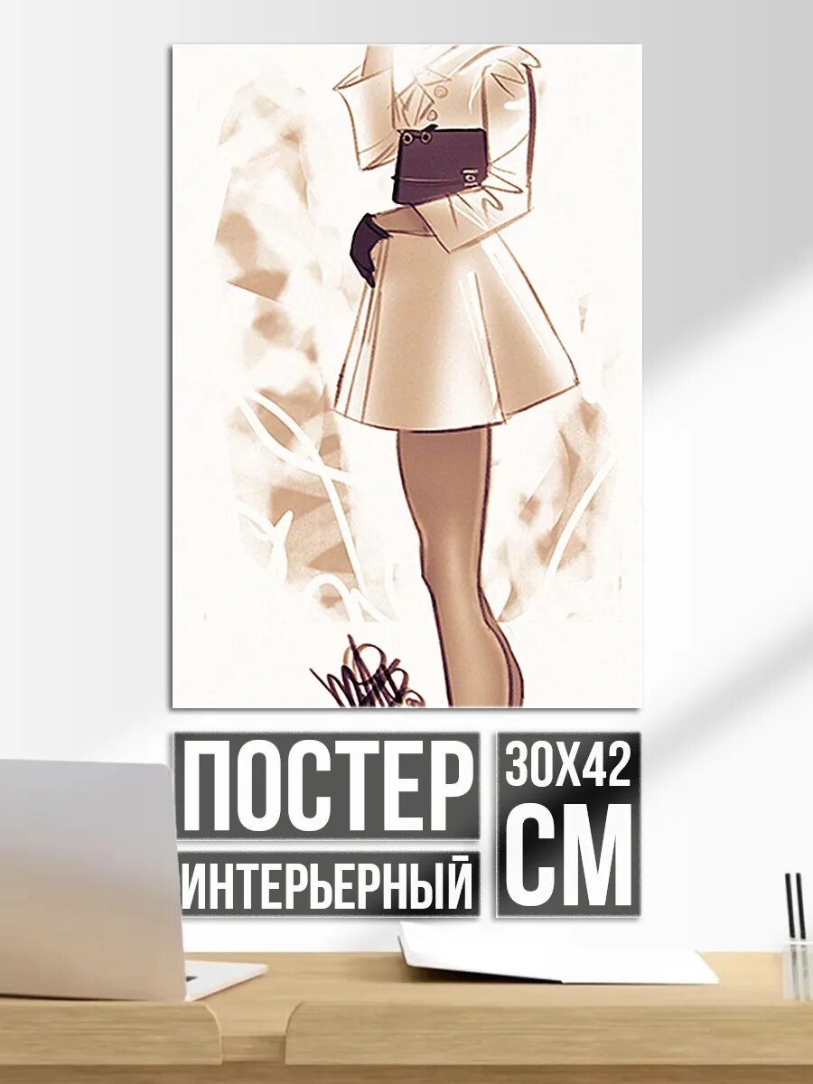 Плакат постер Стильная девушка в белом