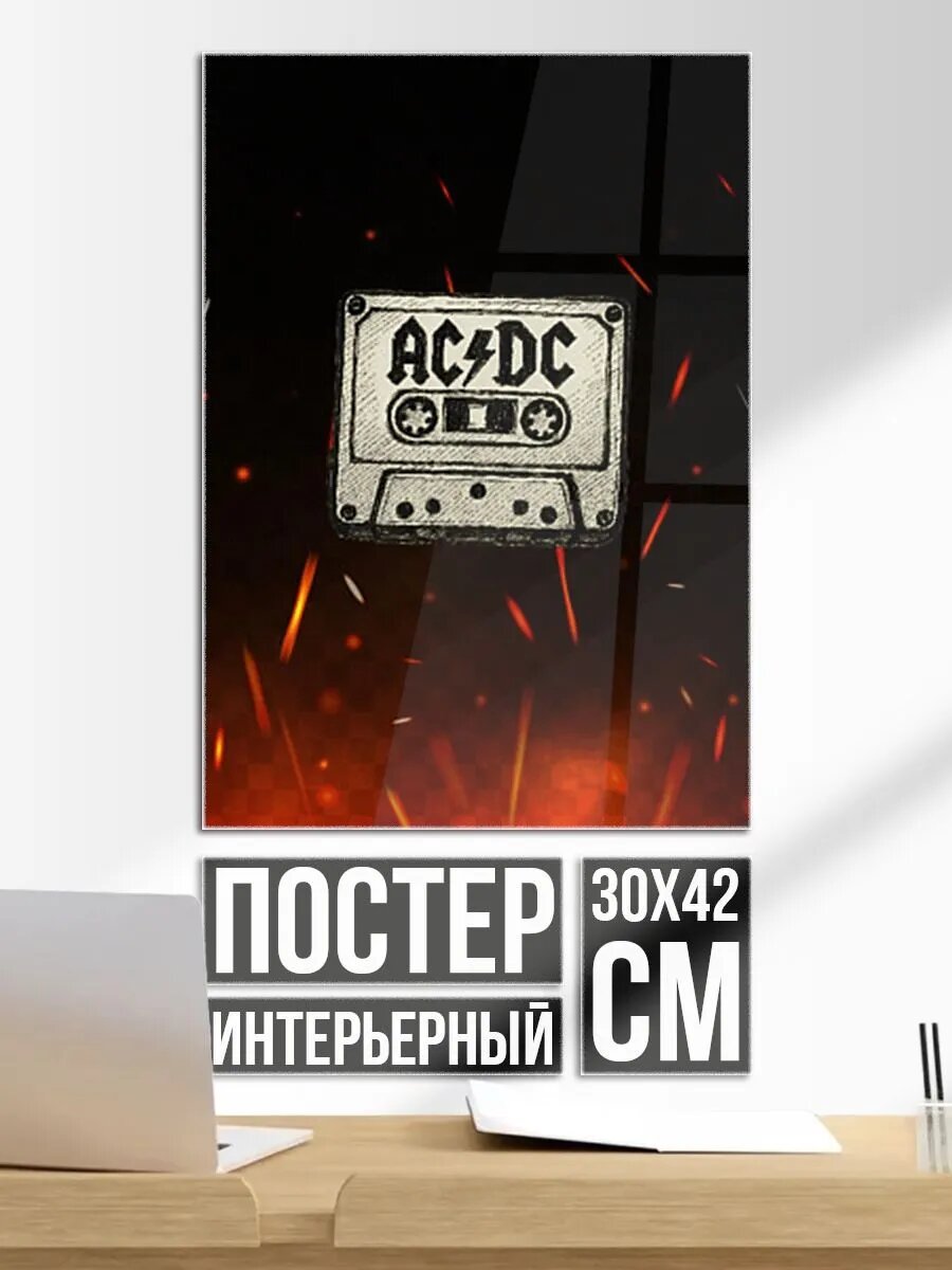 Постер на стену ACDC лого на кассете