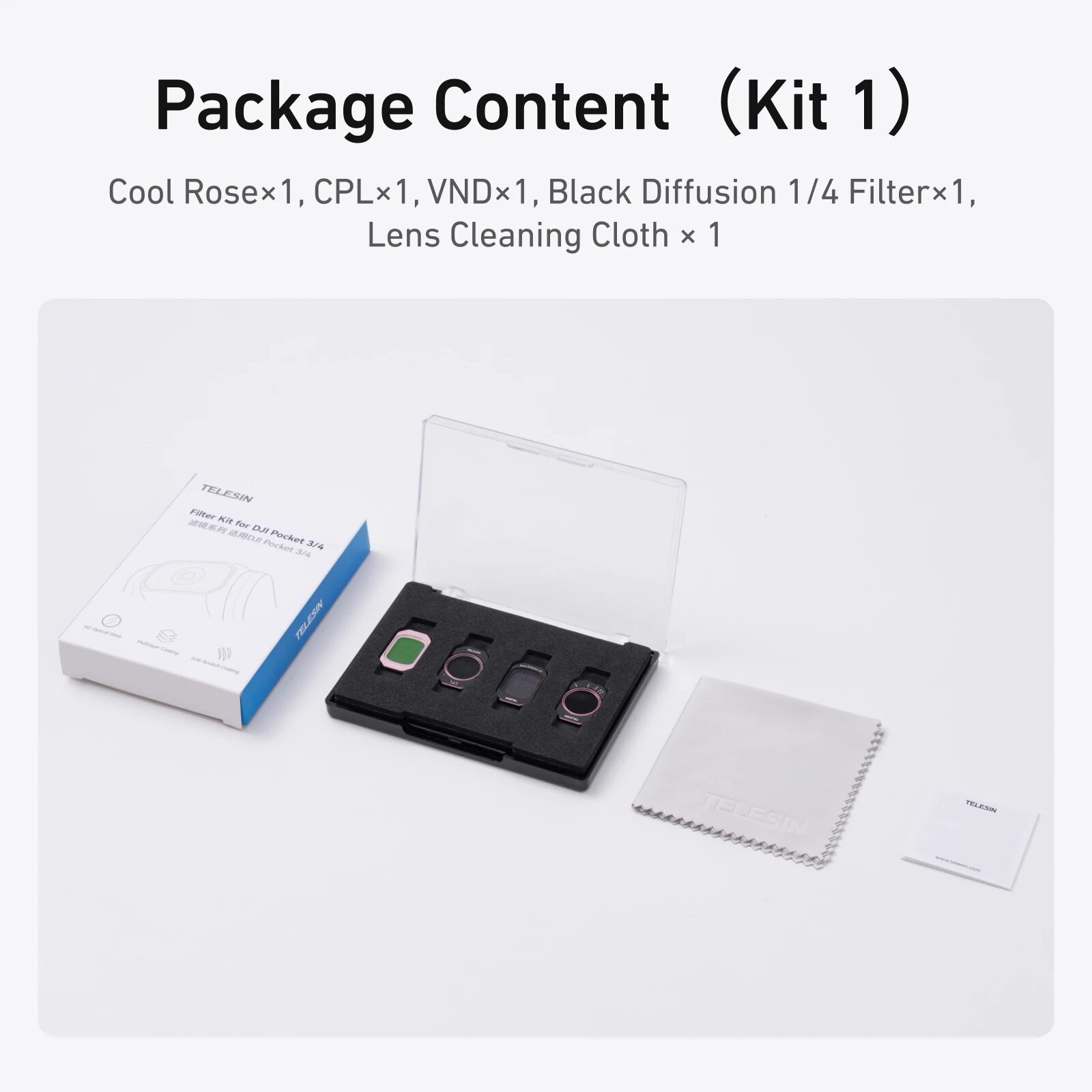 Фильтр TELESIN CPL VND Black Diffusion 1/4 для DJI OSMO Pocket 4 3