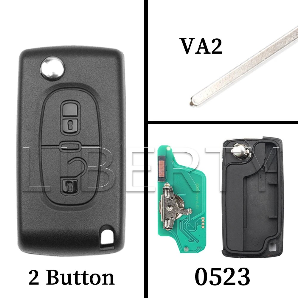 Ключ для Peugeot/Citroen 2 BT, VA2, 0523