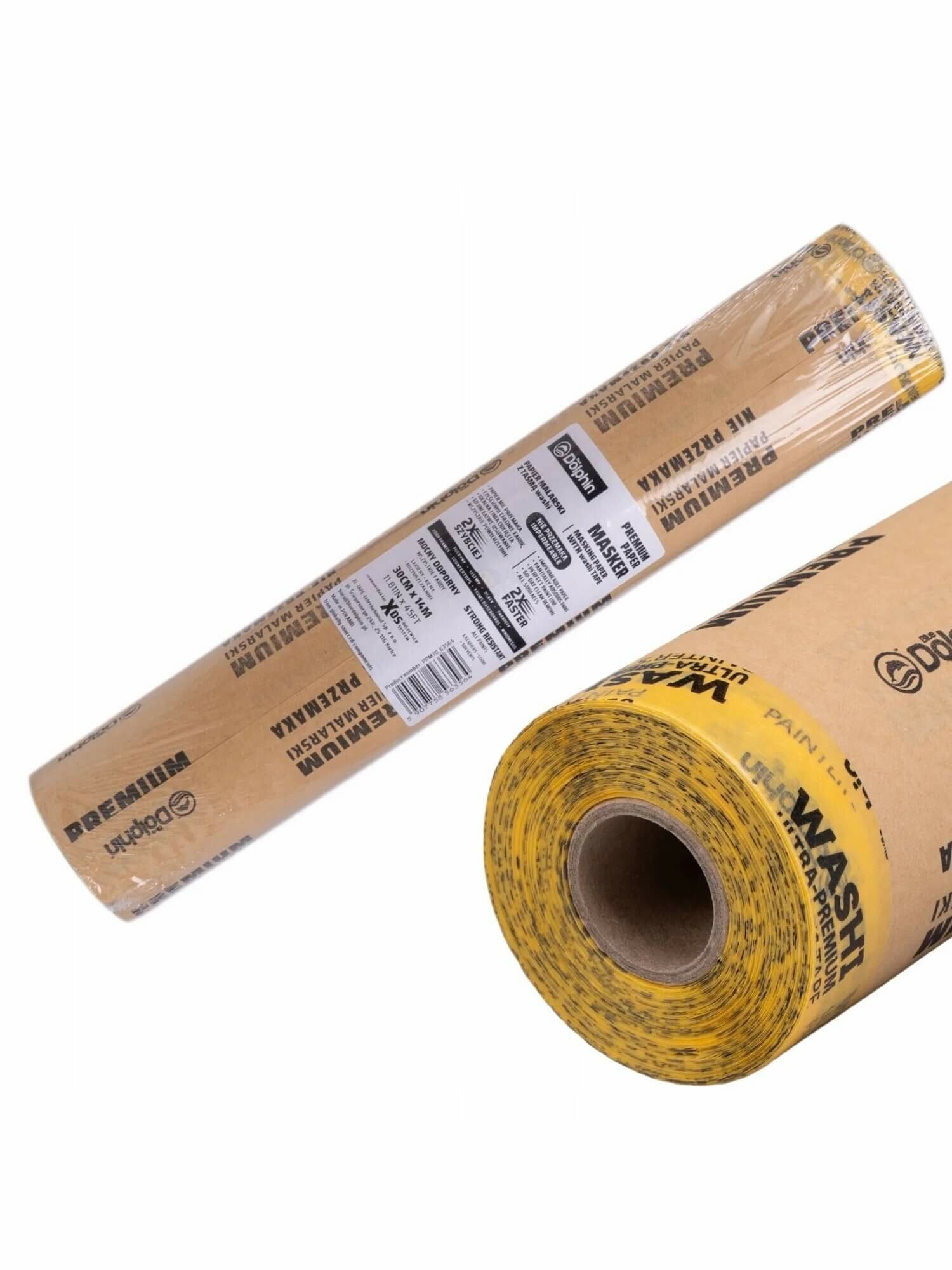 Бумага укрывная с желтой лентой Blue Dolphin Premium Papier Washi 63564 (30см*14м)