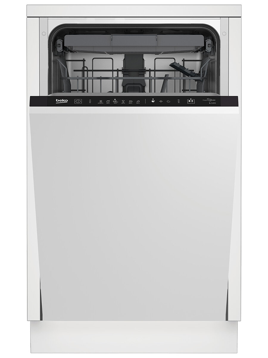 Посудомоечная машина встраиваемая Beko BDIS35162Q 45 см, , вместимость 11 комплектов, 6 программ, 3 корзины, инверторный мотор, частичная защита от протечек, луч на полу
