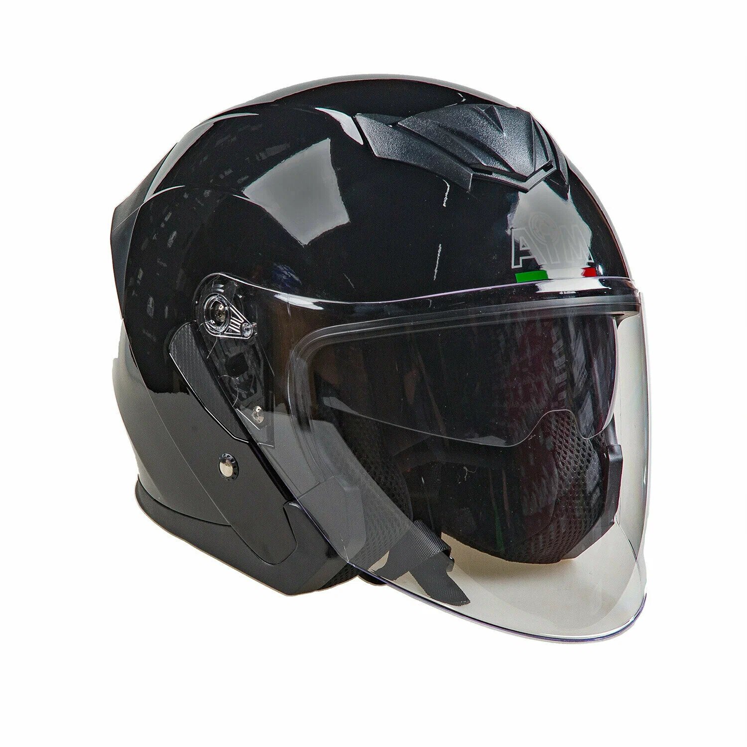 AIM Мотошлем открытый JK526 Black Glossy S