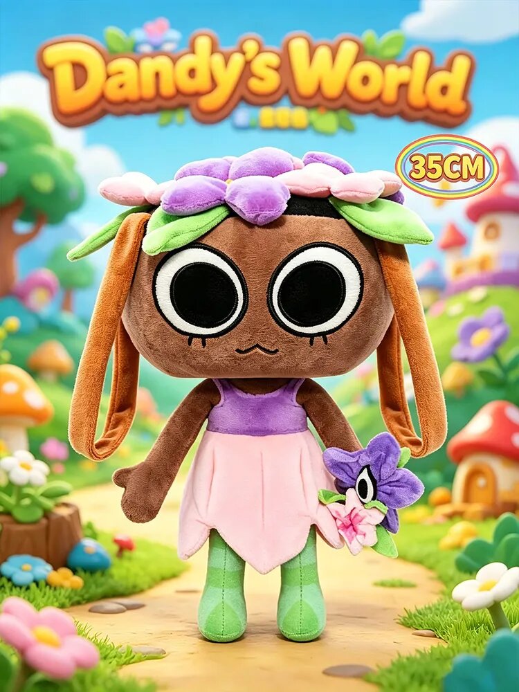 Бэсси (Bassie) из Dandy's World, мягкая игрушка с цветами, 35 см, гипоаллергенный плюш, подарок фанату игры