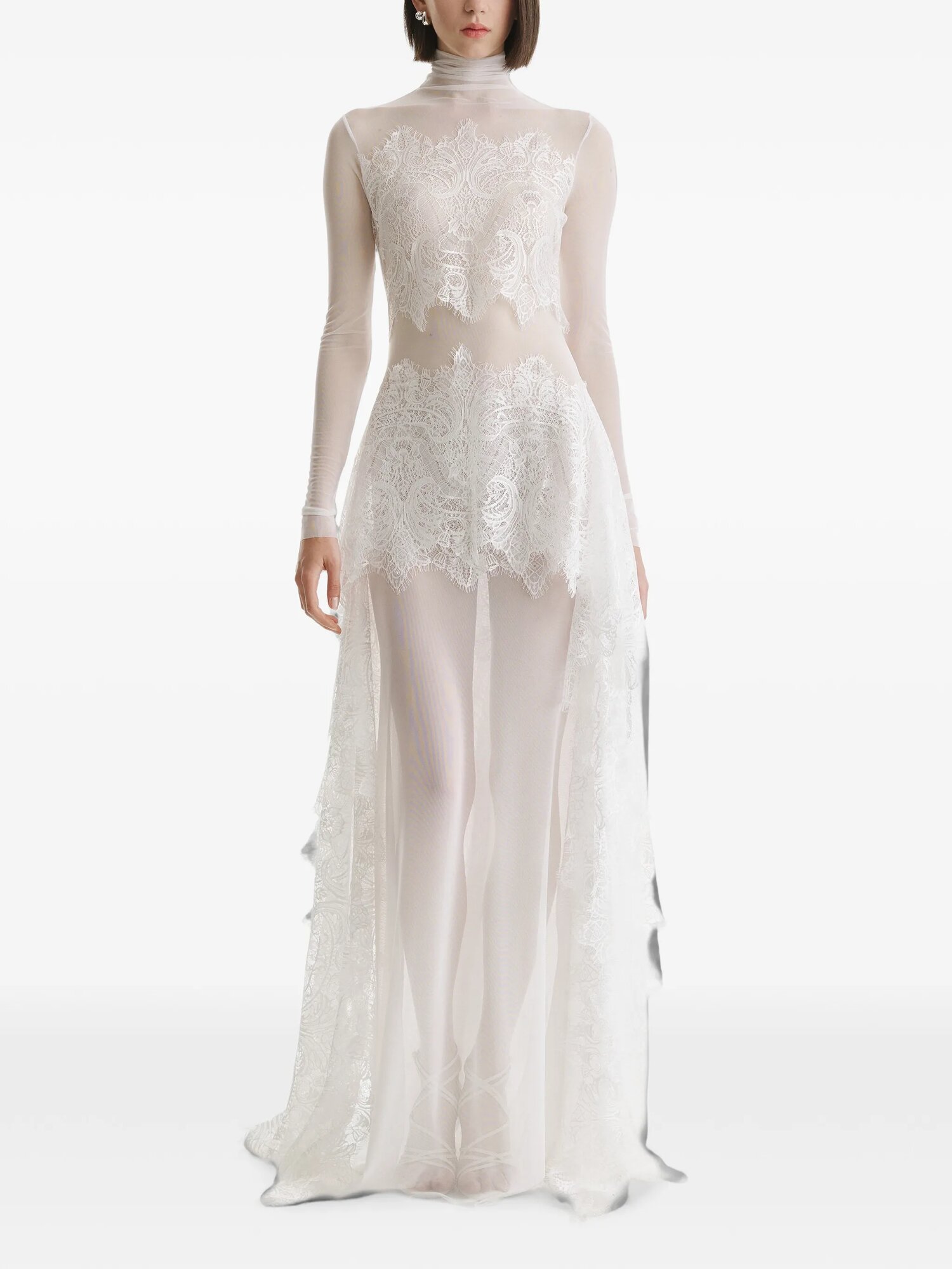Платье Maxi lace-trimmed mesh dress
