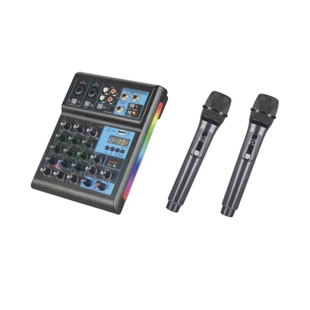Четырехканальный микшер с Bluetooth, питанием 48 В, караоке, аудиоразъемом Type-C.