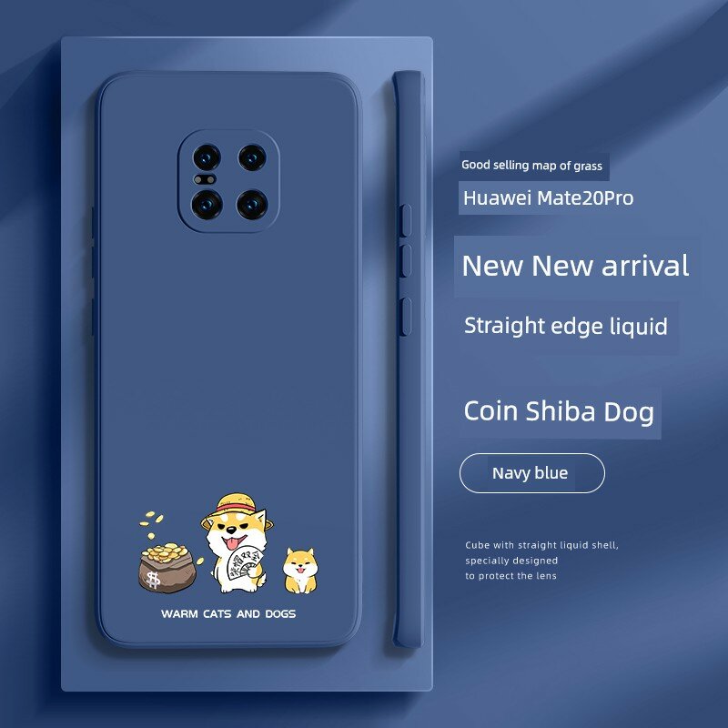 Силиконовый чехол для Huawei Mate 20, морская синяя, прямые края