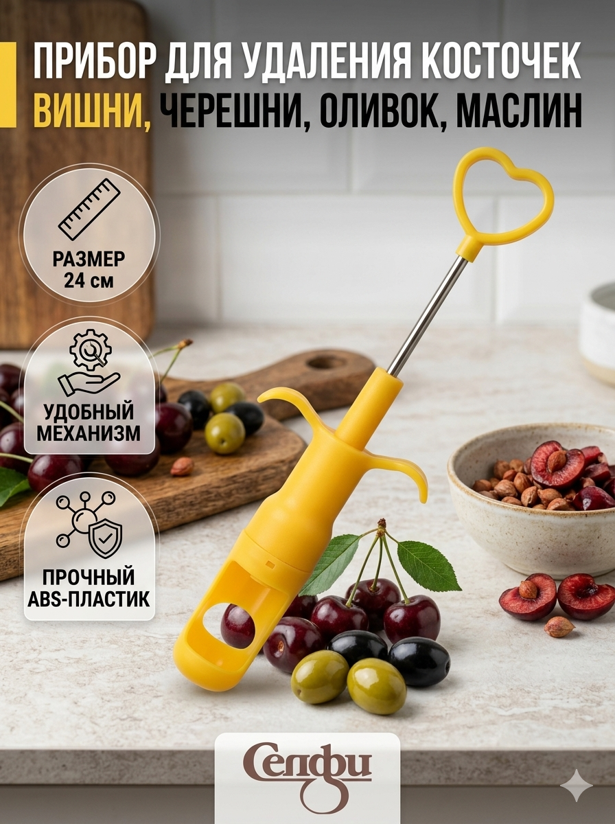Косточковыдавливатель для вишни 24см, удобный, металлический, для быстрой работы