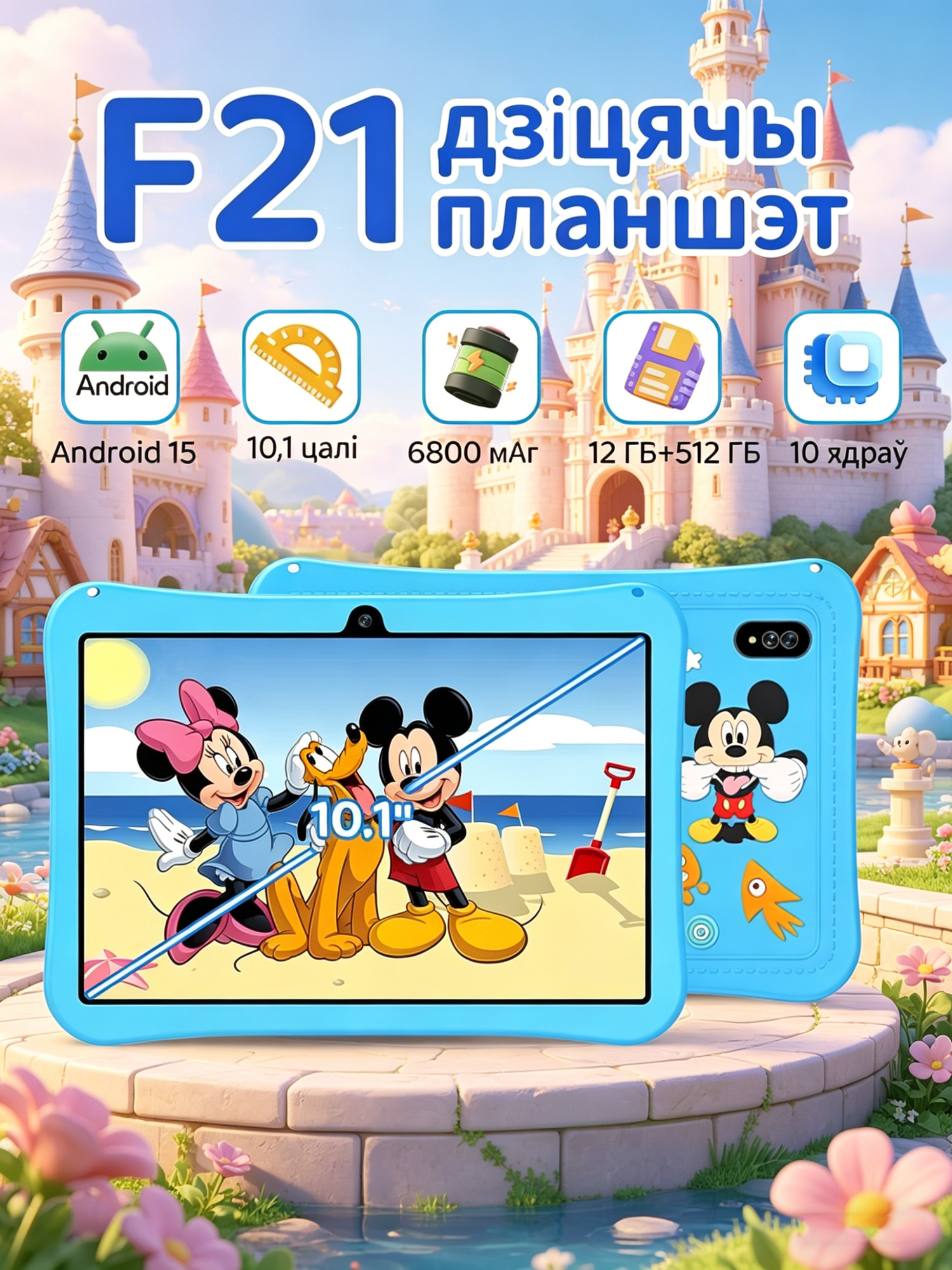 Детский планшетный ПК Galaxy Smart F21 для обучения, 16 ГБ + 1024 ГБ, 10,1 дюйма, игровой планшет, Android.