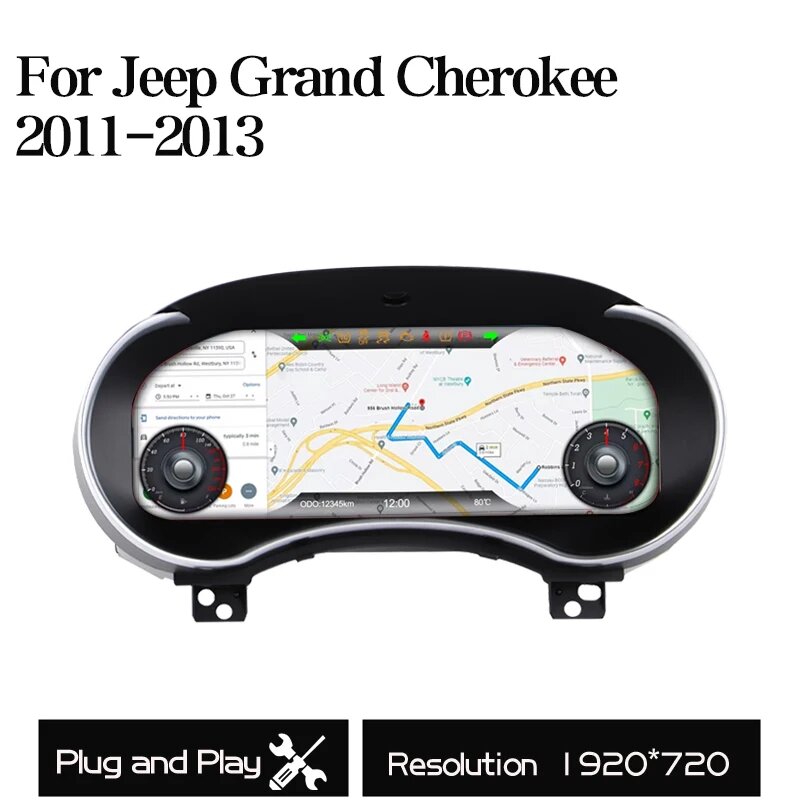 Цифровая приборная панель для Jeep Grand Cherokee 2014-2021: спидометр, панель приборов, датчики, 12,3-дюймовый HD LCD-дисплей, iOS Carplay