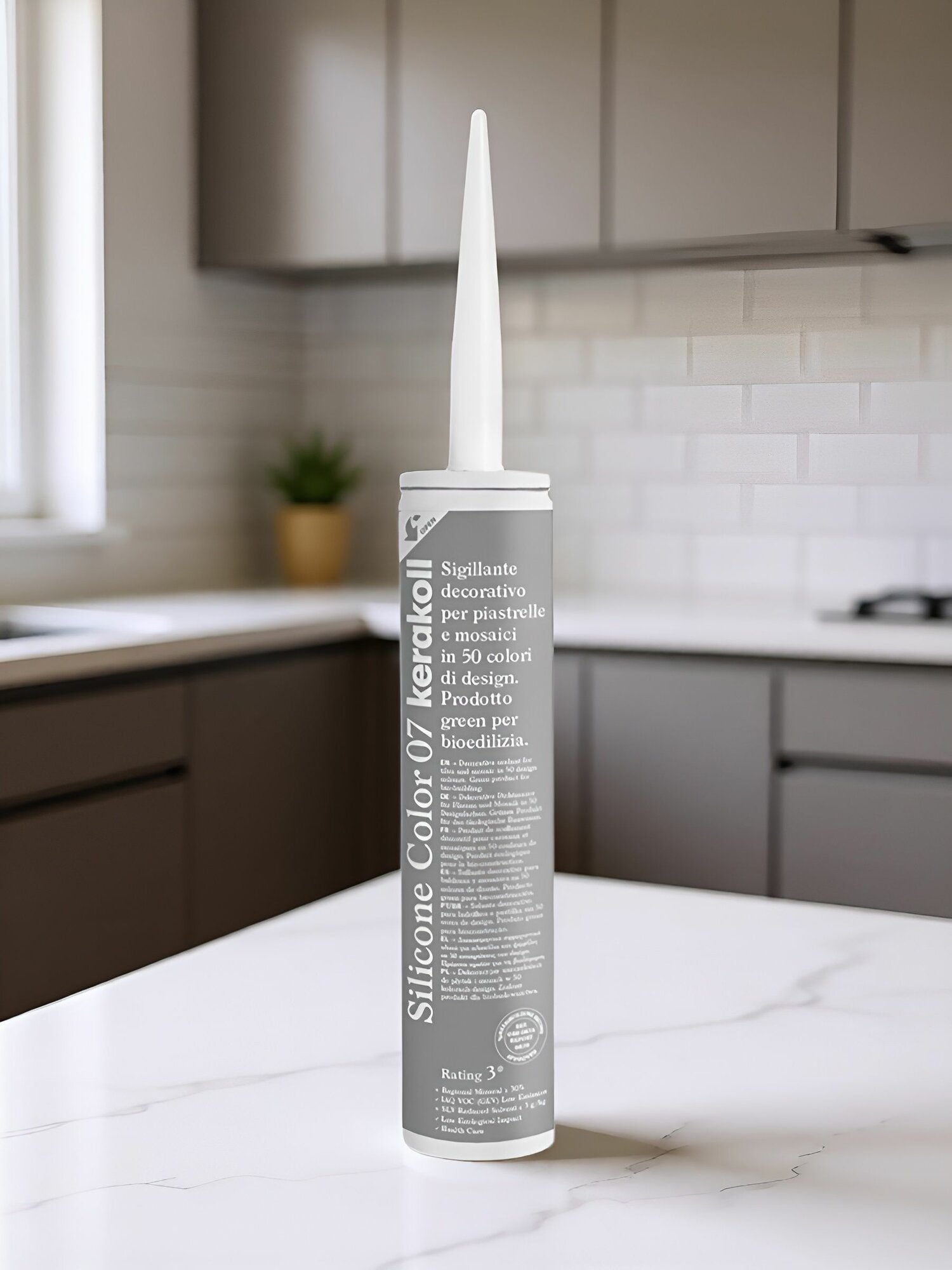 Декоративный клей-герметик Kerakoll Silicone Color №07 Светло-Серый 310 мл