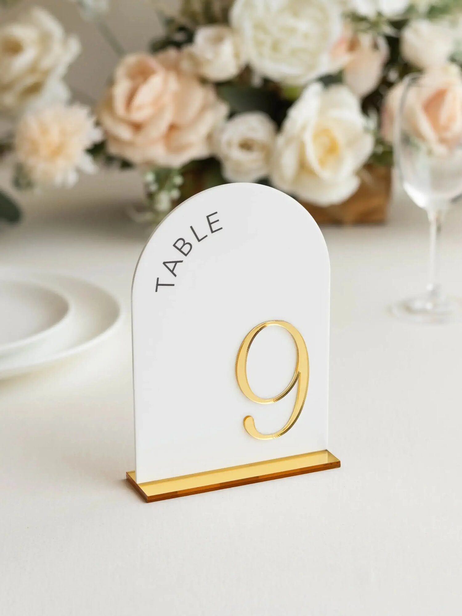 Зеркальные акриловые настольные цифры для свадьбы table 1-5, Белый, Gold mirror