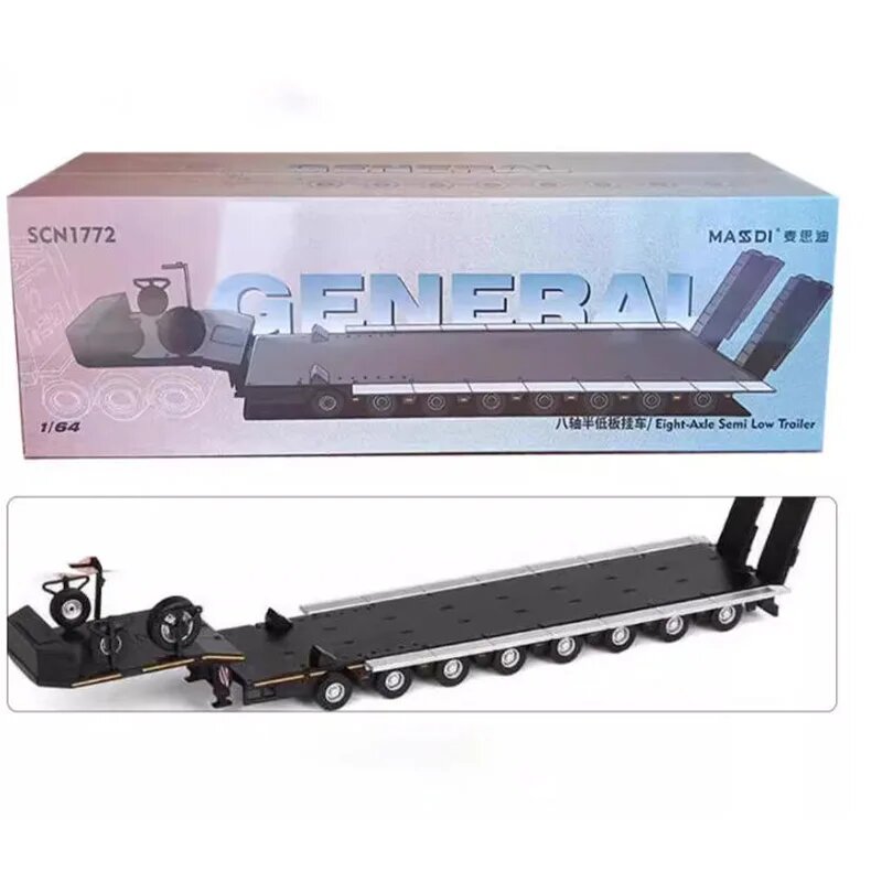 MASSDI 1:64 Черный Low Loader Trailer SCN1772