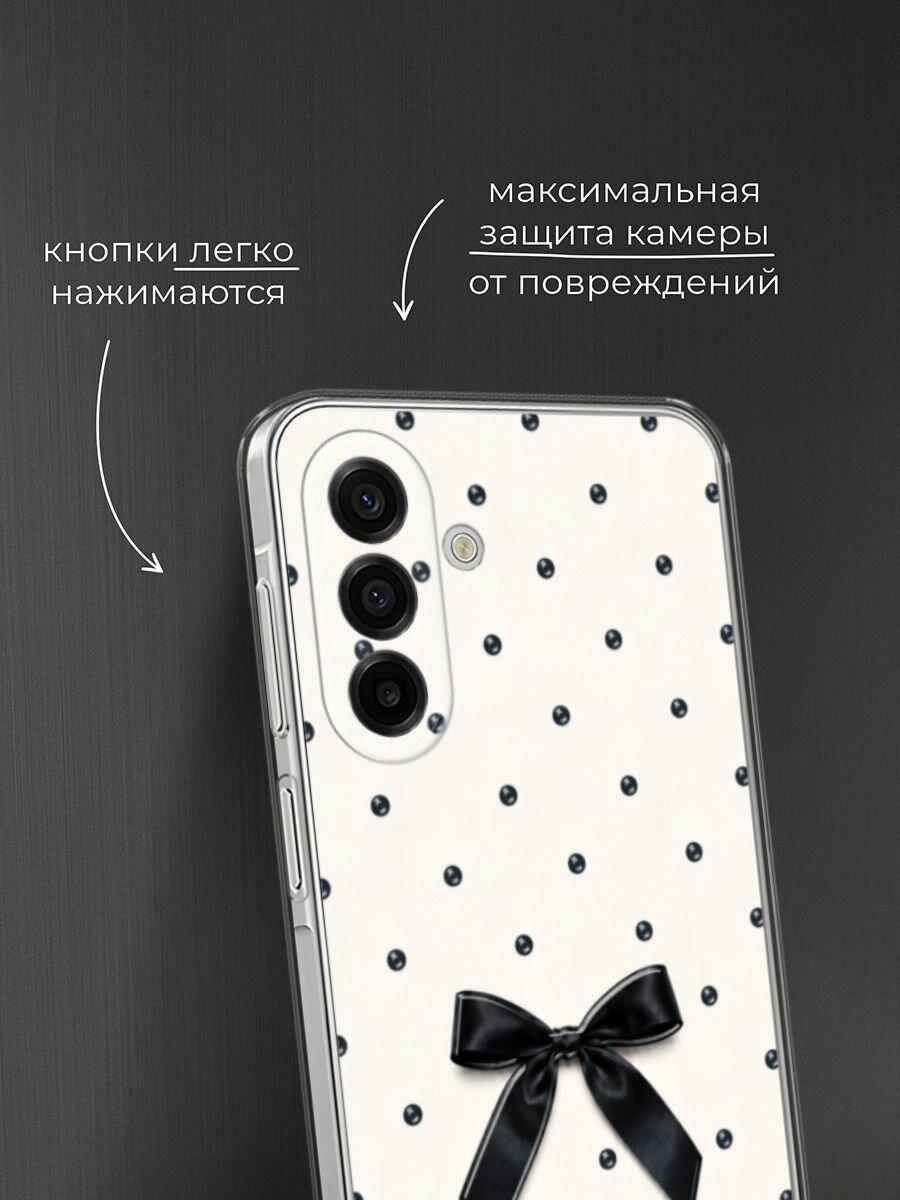 Силиконовый чехол на Samsung Galaxy A17/A18 / Самсунг А17/А18 с принтом Бантик на фоне в горошек — фото 1