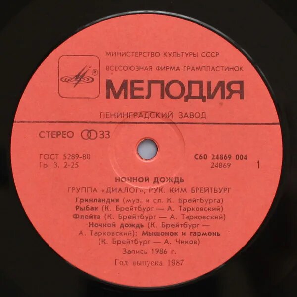 Диалог - Ночной Дождь Без обложки VG