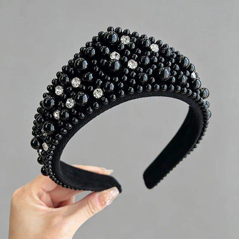 Ободок для волос черный с кристаллами Rhinestone Black