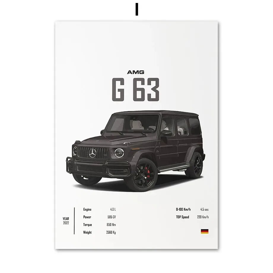 Mercedes-Benz G 63, Черный, 30x40cm, без рамки