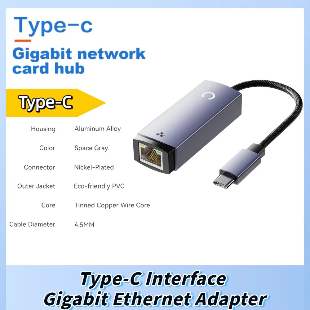 Ethernet-адаптер USB 3.0/2.0 Type-C 1000 Мбит/с Type C 1000Mbps