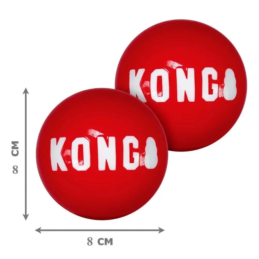 Мячик Kong Signature ball-2, с пищалкой, для собак, диаметр 8 см, набор 2 шт