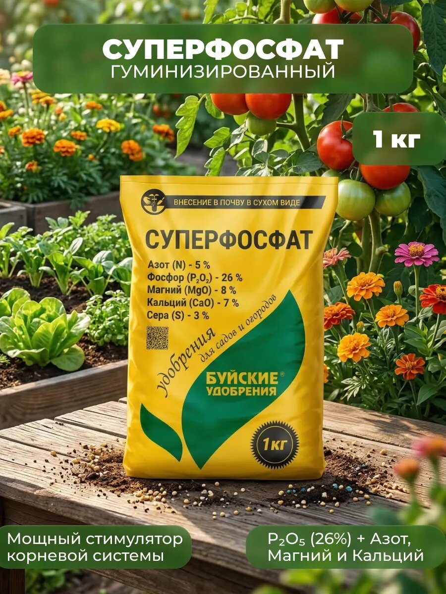 Суперфосфат Гуминизированный Удобрение, 1 кг