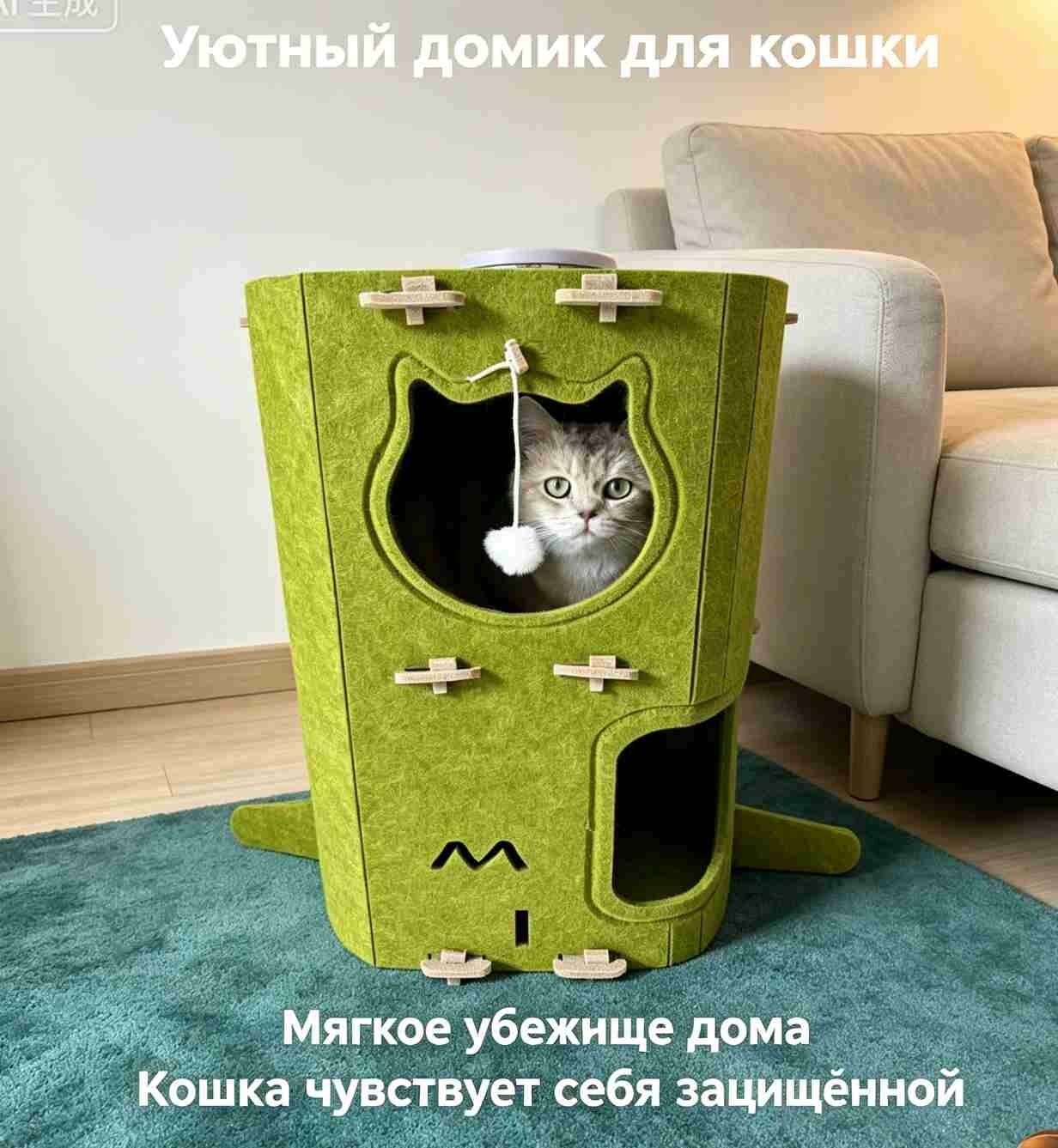 Двухслойный войлочный домик для кошек, износостойкая доска для кошачьих когтеток, подходящая для летнего использования
