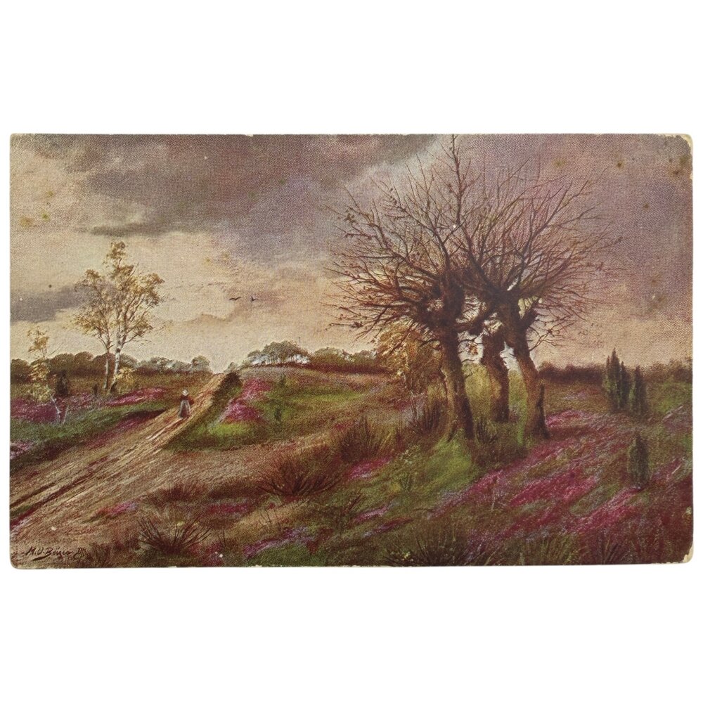 Почтовая открытка "Вересковая пустошь осенью" 1900-1917 гг. Германская Империя