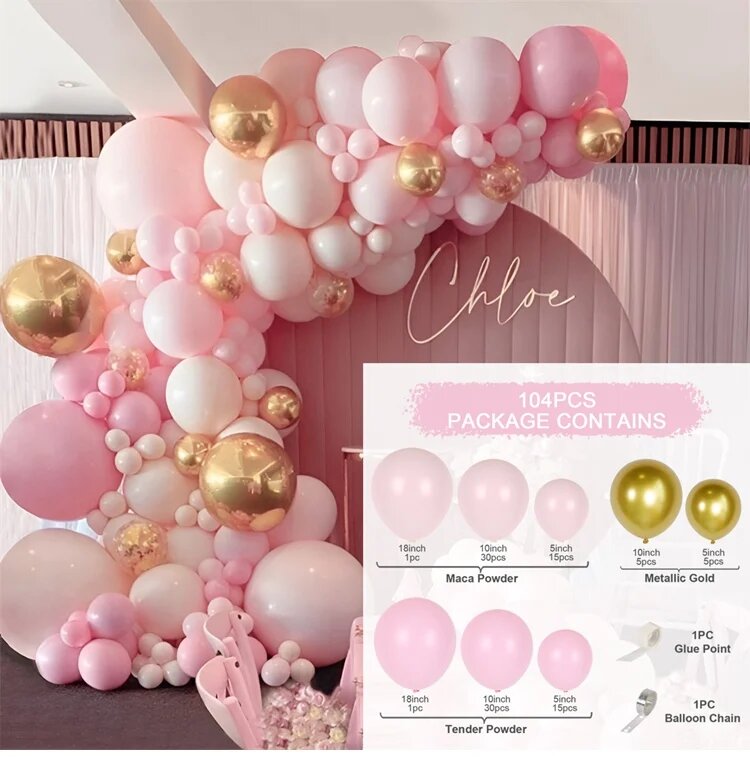 Розовый золотой комплект арки из шаров balloon garland 3