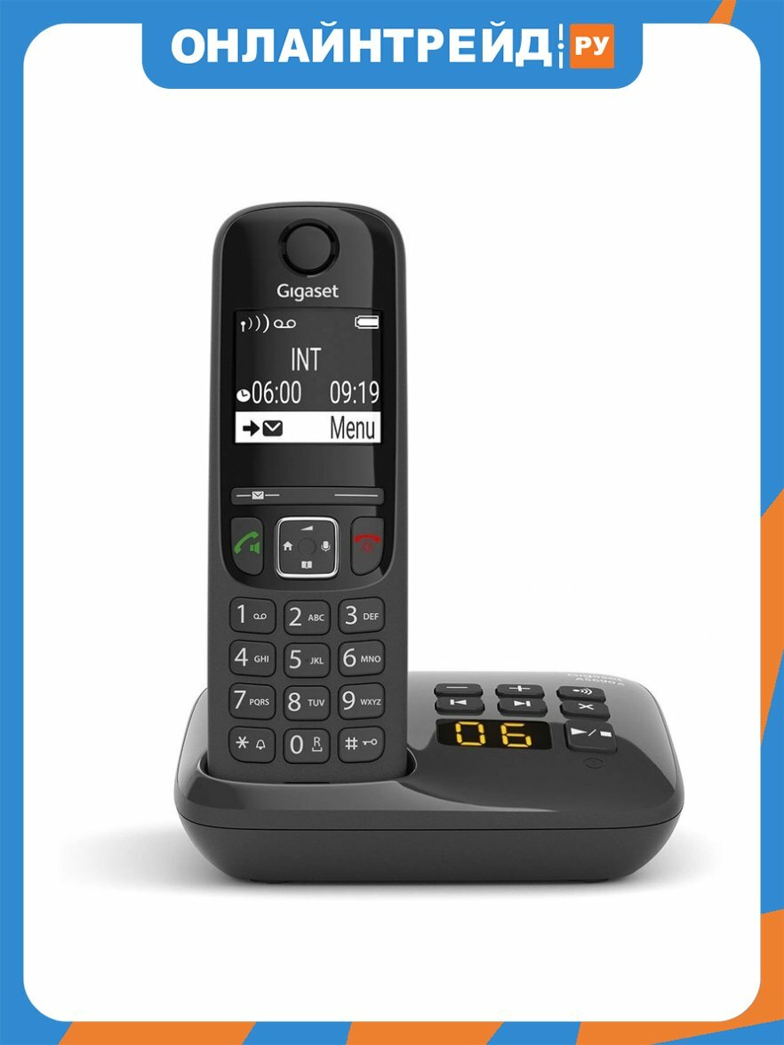 Радиотелефон Gigaset Dect AS690A черный автооветчик АОН