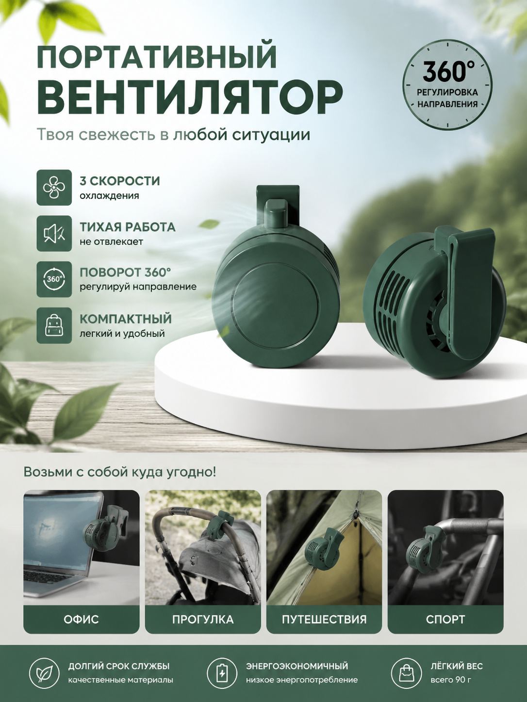 Вентилятор FASK1Z48/1LEOD, зеленый